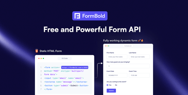 Free and Easy to Use Form API | Formbold